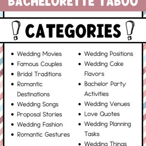 Bachelorette Taboo Game 150 Cards Bridal Party Game Night Forbidden Word Bridal Shower Party ...