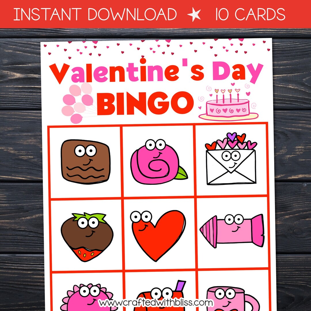 10 Valentine's Day BINGO for Preschool-kindergarten, February Games and ...