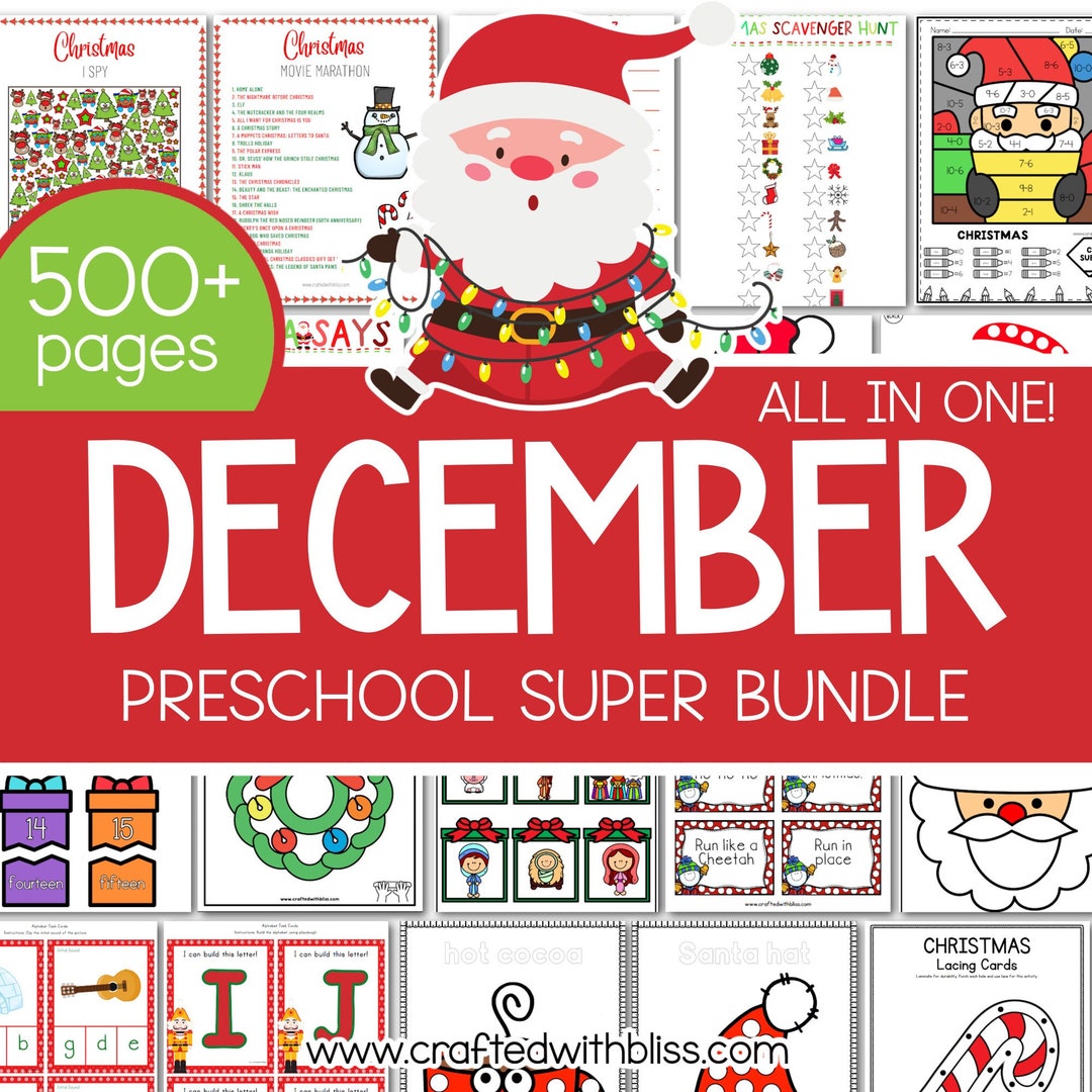 December Preschool Super Bundle, Christmas Kindergarten Activities ...
