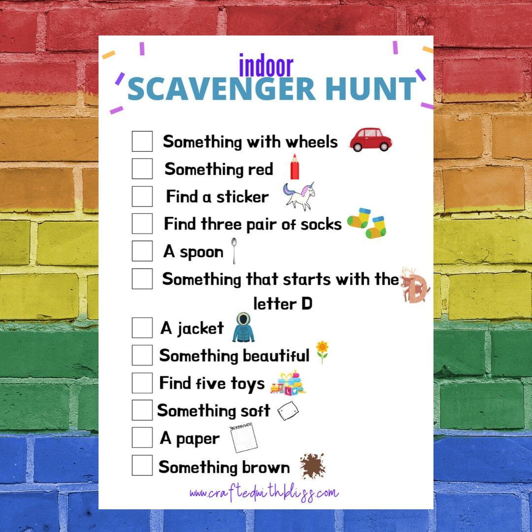 Fun Indoor Scavenger Hunt for Kids Engaging Activity All Year Summer ...