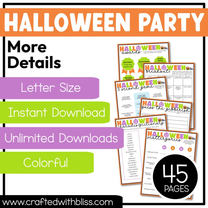Halloween Party Game Printable Bundle - Etsy