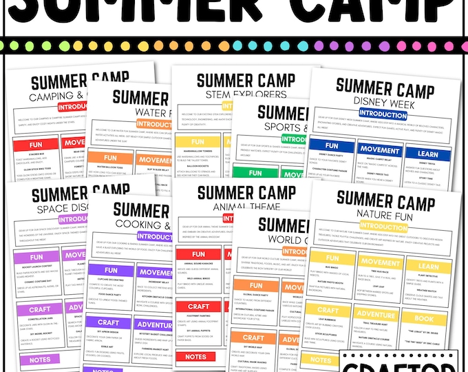 Editable Summer Camp Plan Canva Template - Etsy