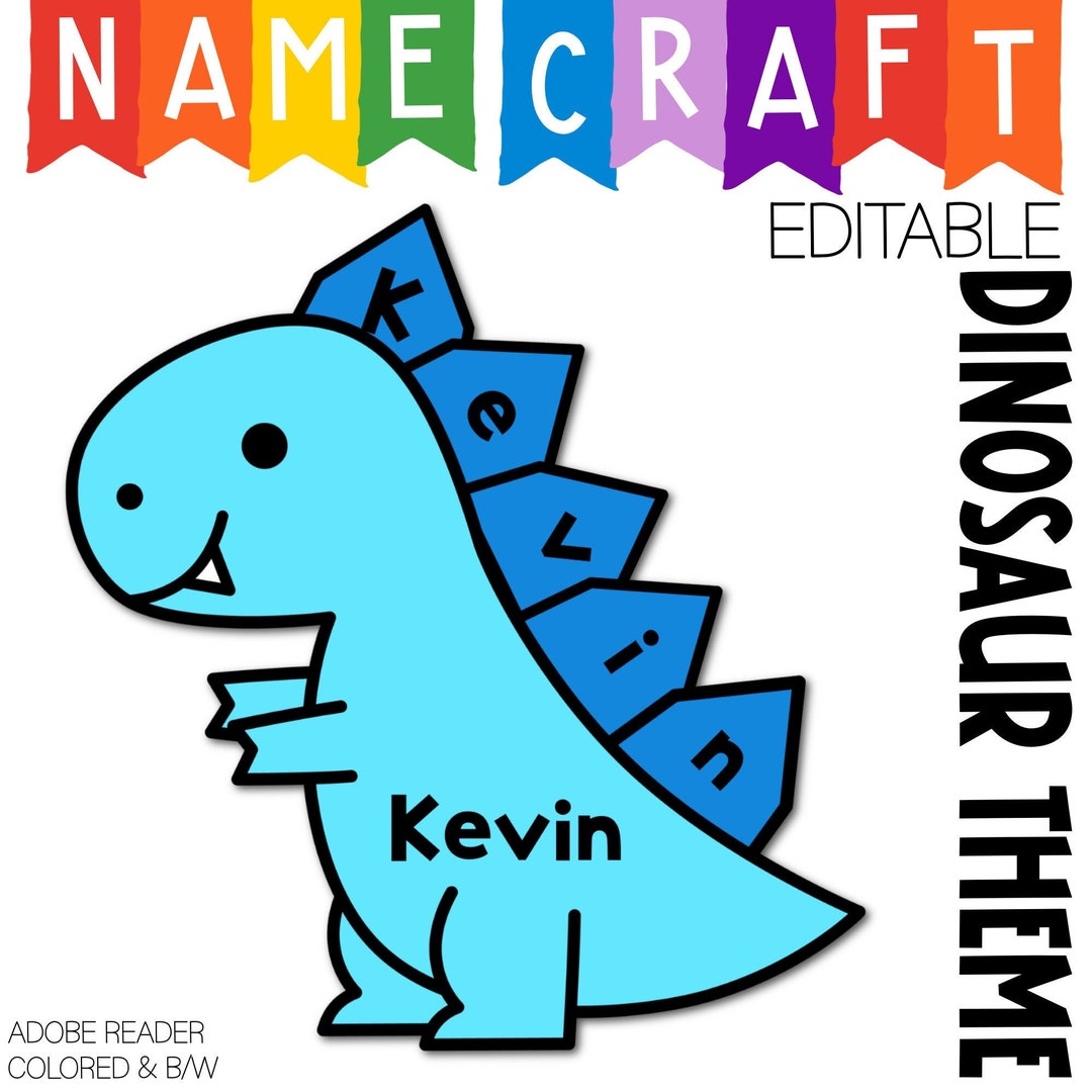 Editable Dinosaur Name Craft Classroom Bulletin Board Decor Dino Theme ...