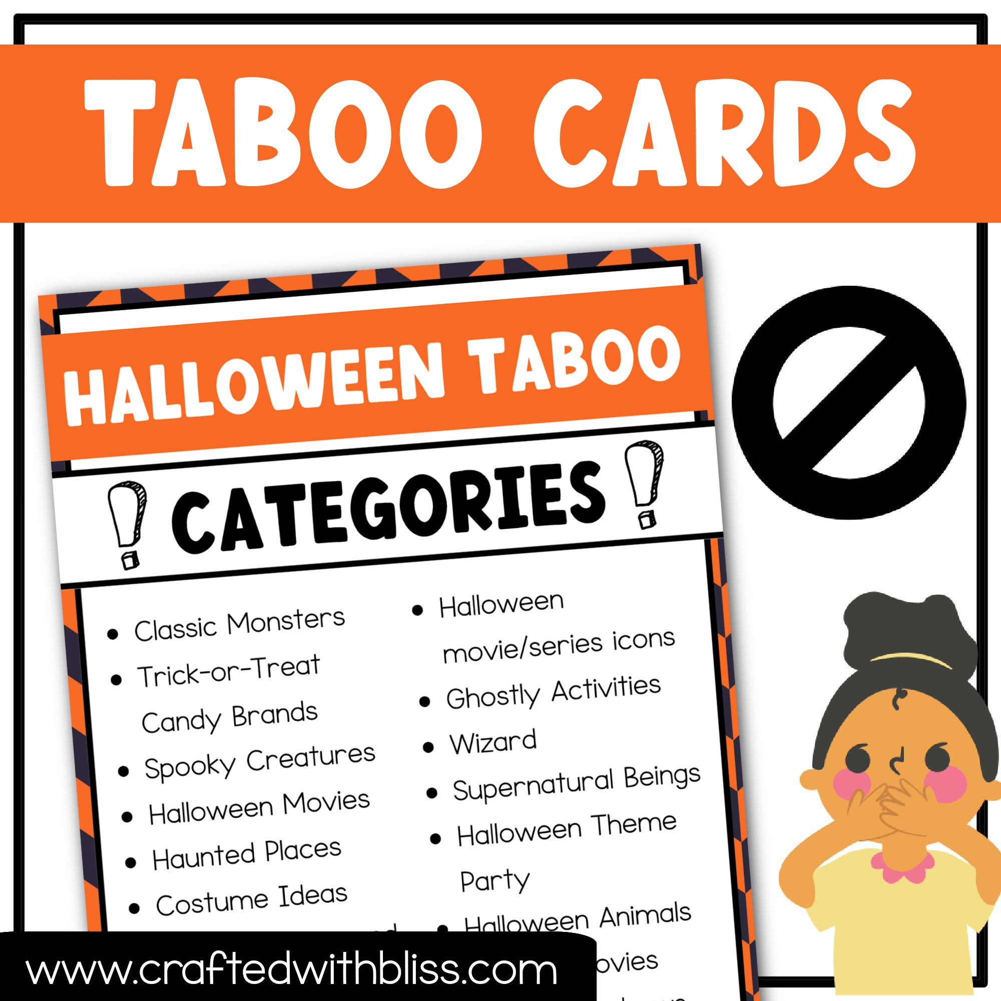 Halloween Taboo Game 150 Cards Halloween Party Game Night Forbidden ...