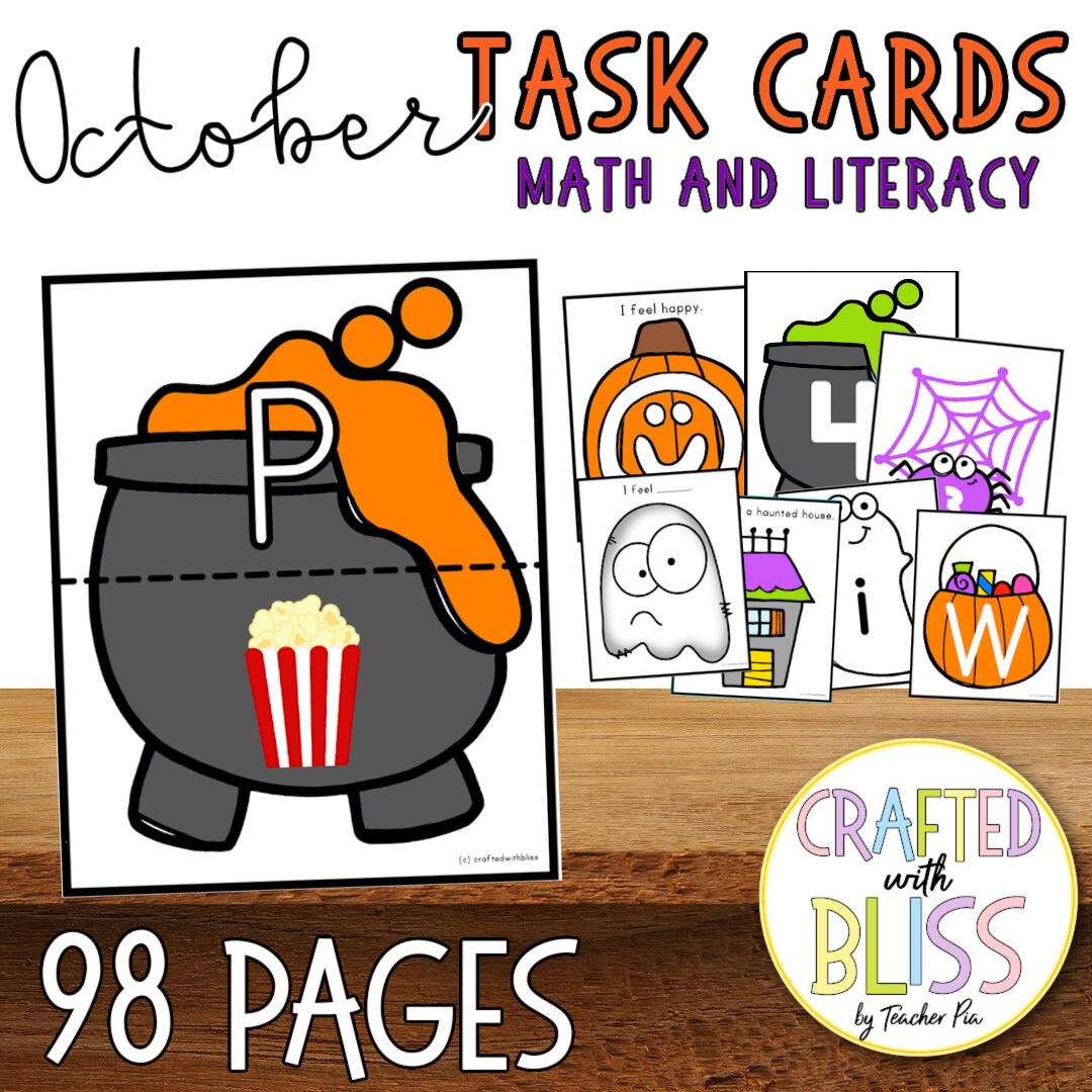All Year Task Cards Math and Literacy Mega Bundle preschool, Sped ...