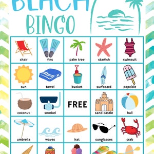 Beach Bingo for Kids, Beach Bingo Birthday Party, Beach Bingo Game ...