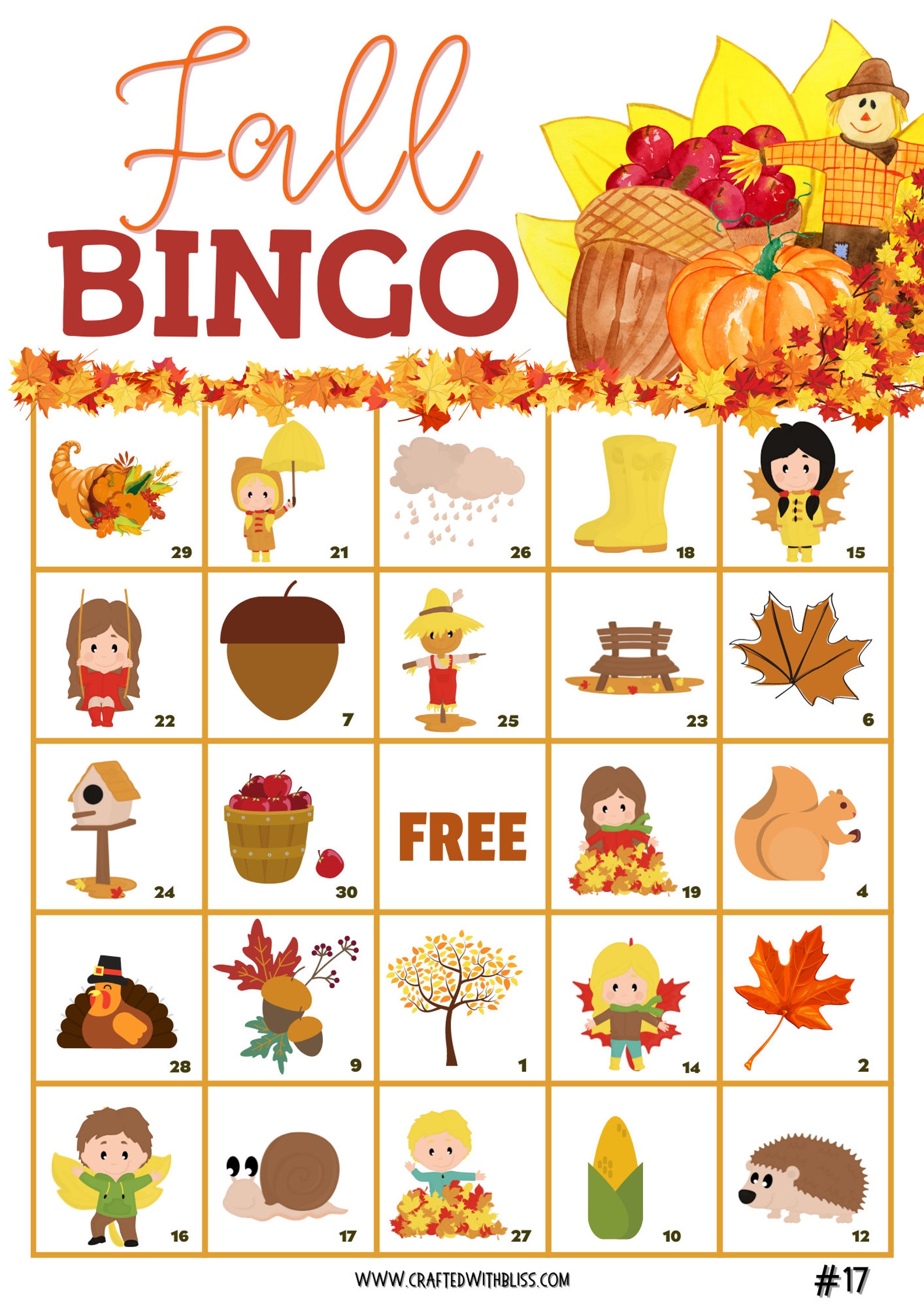 Fall BINGO for Kids, Fall Activities, Fall Printable, Fall Classroom ...