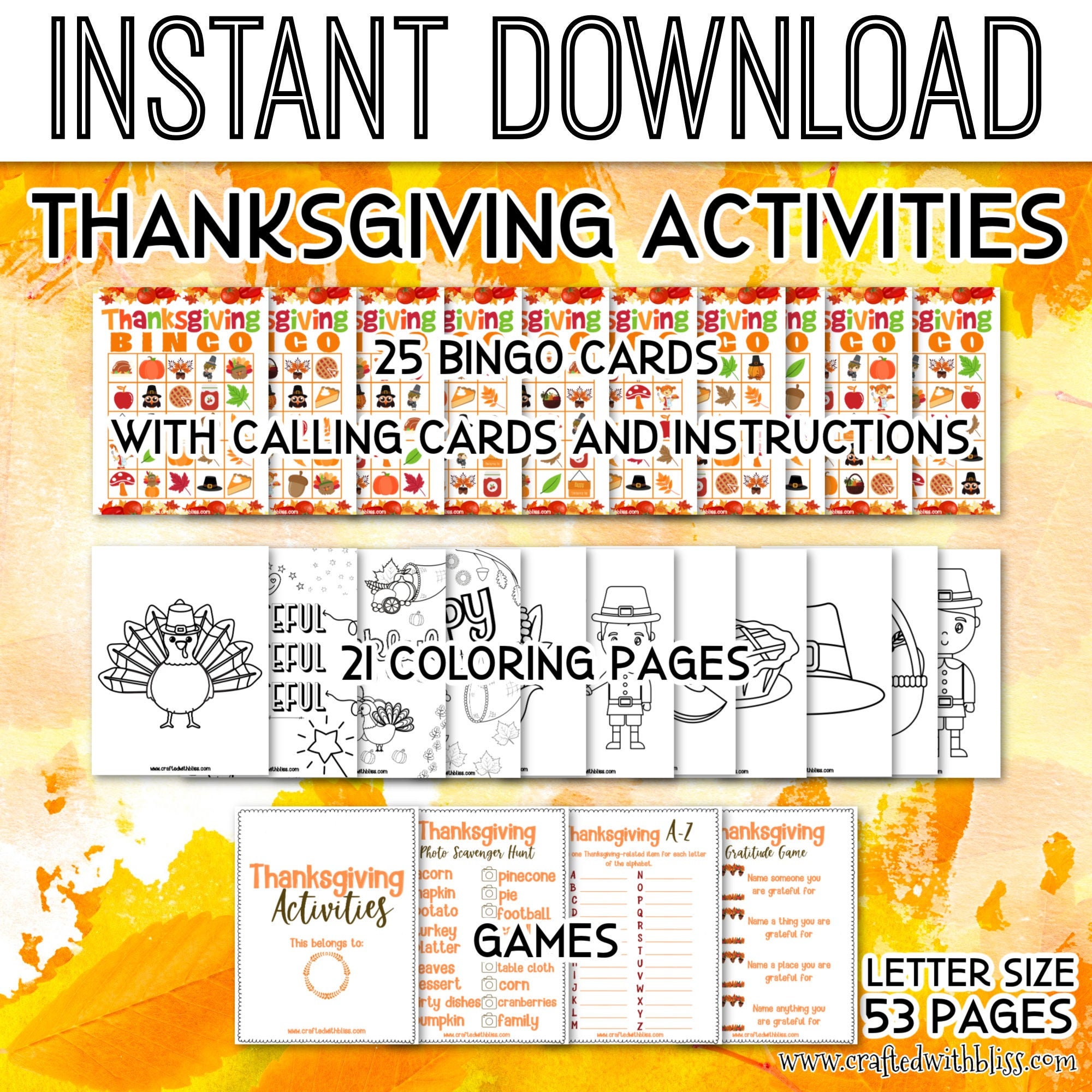 Thanksgiving Activities for Kids Fall Games Coloring Pages Scavenger ...