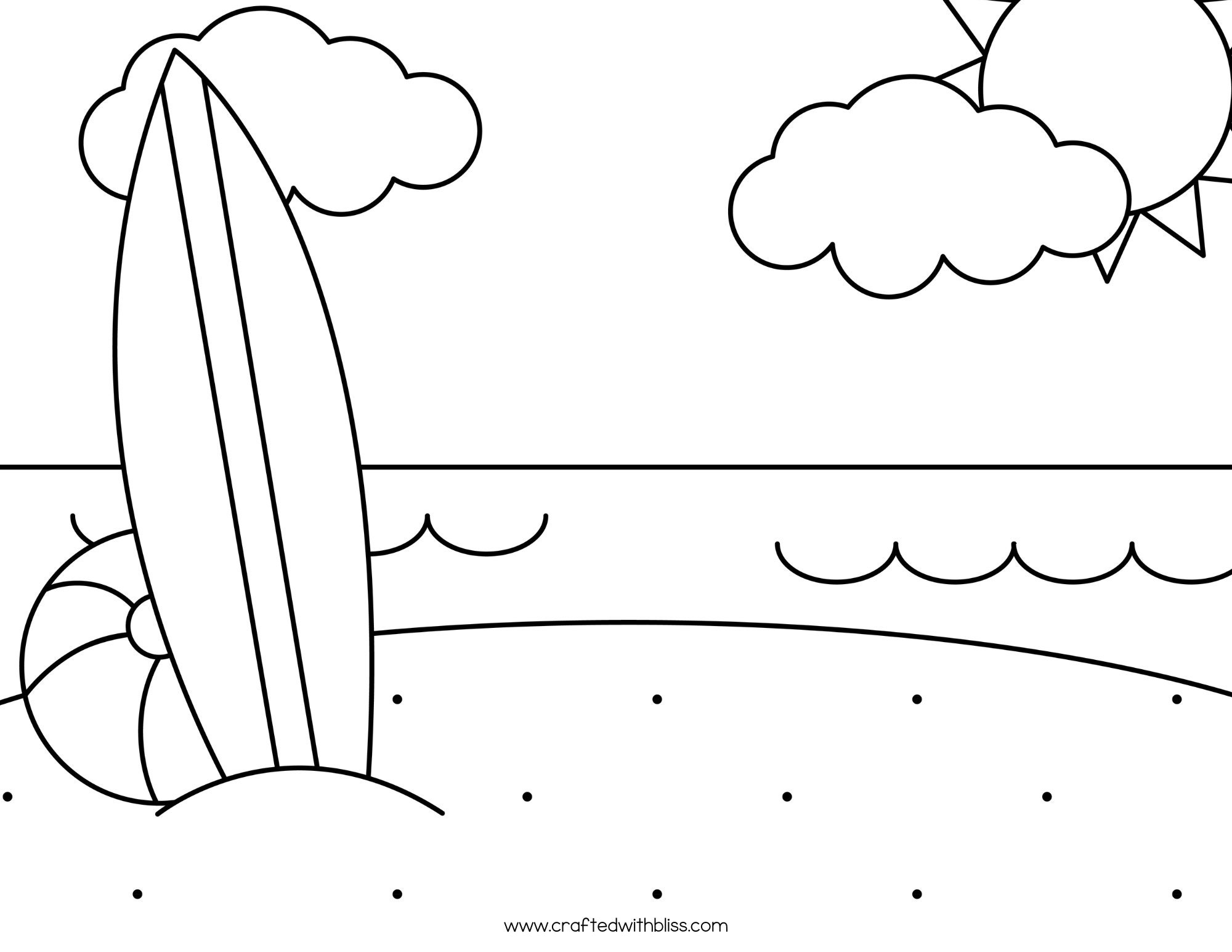 Hello Summer Coloring Pages for Kids Background Scene - Etsy