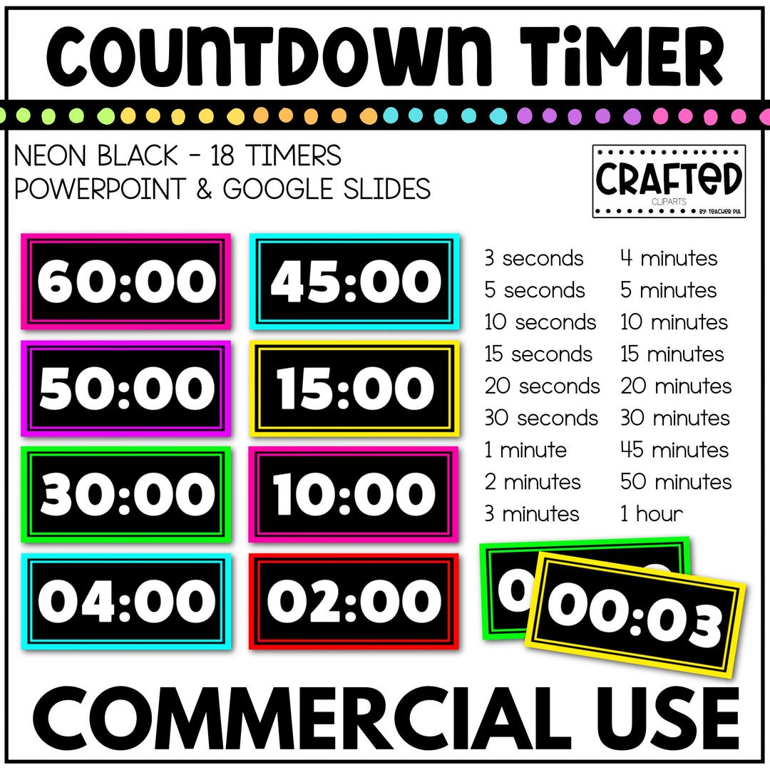 Simple Black Neon Countdown Timer Classroom Management Tool Commercial ...