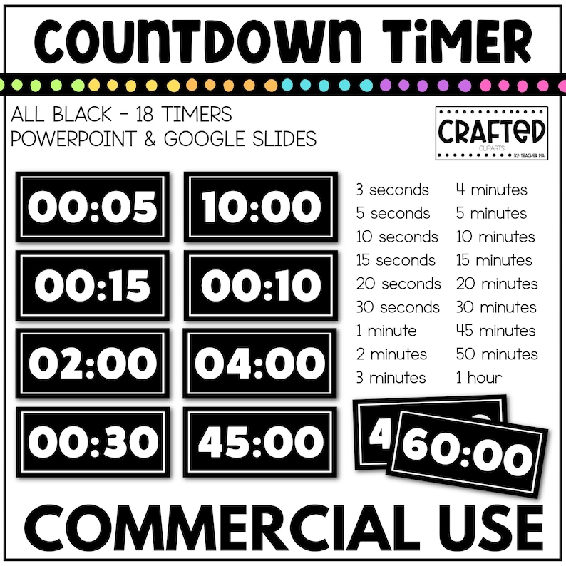 Simple All Black Countdown Timer Classroom Management Tool Commercial ...