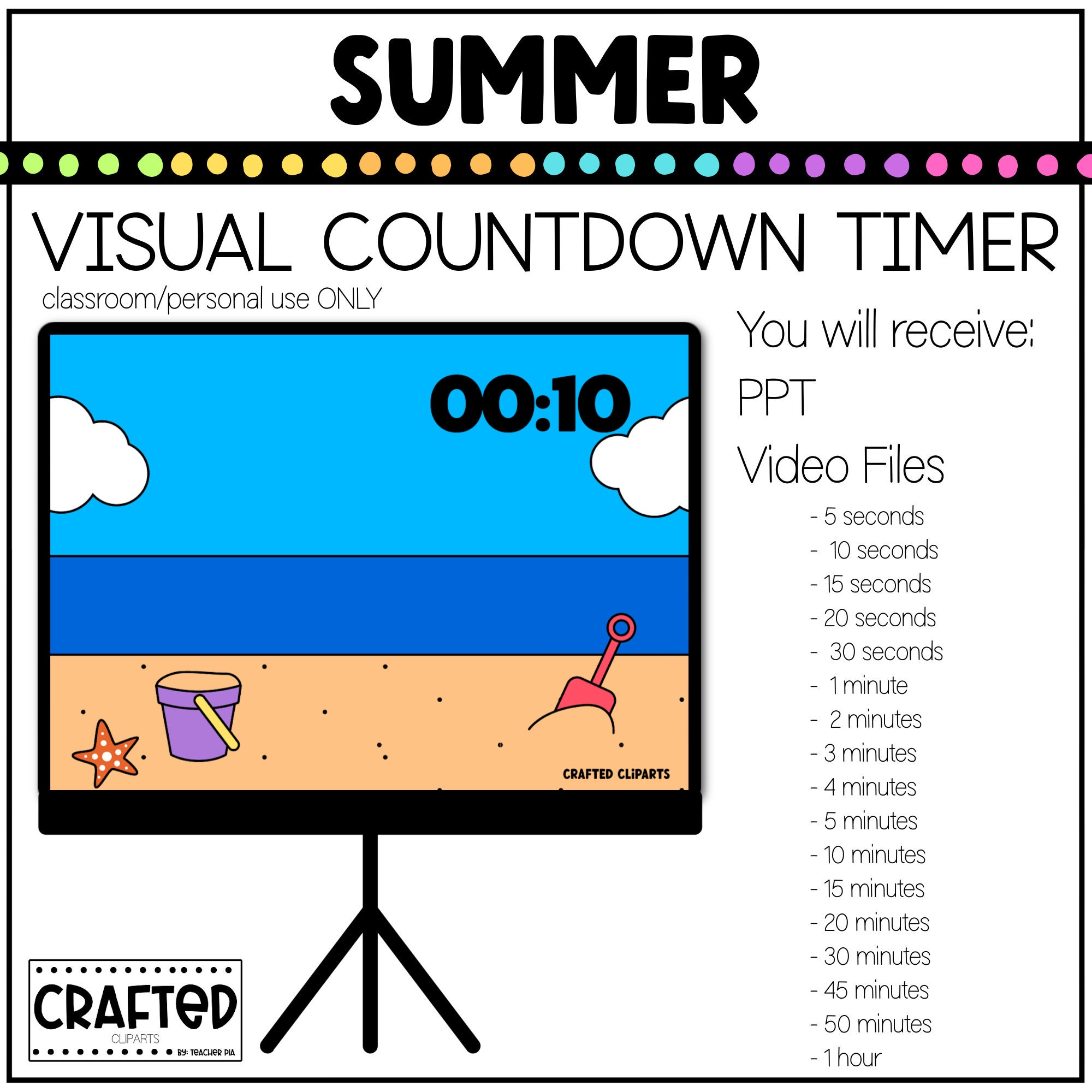 Summer Visual Timer Countdown Classroom Management Tool Transition PPT ...