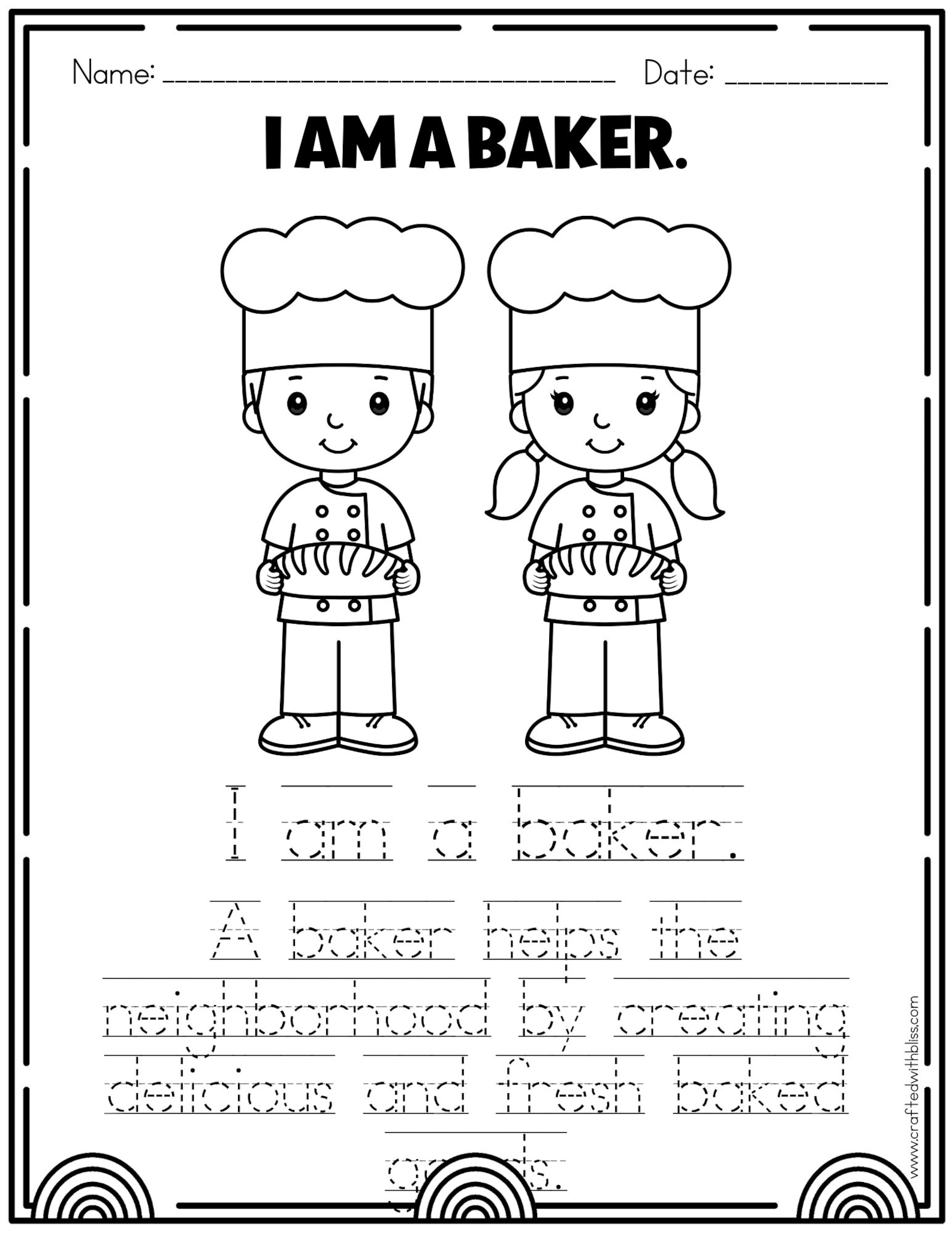 Community Helper Color and Trace Social Studies Kindergarten Community ...