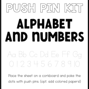 Push Pin Alphabet and Numbers (0-20) Printable Pokey - Etsy