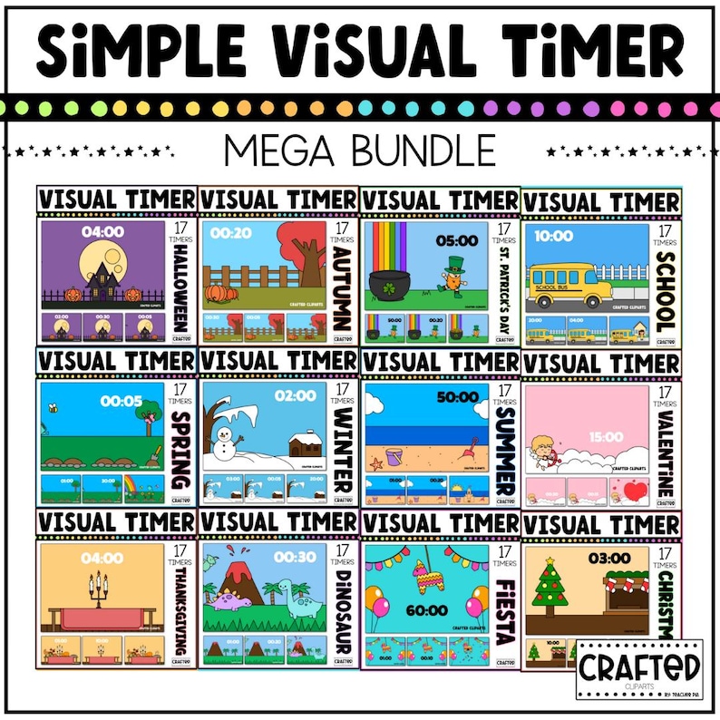 Year Round Visual Timer Countdown Classroom Management Tool Mega Bundle Center Rotation