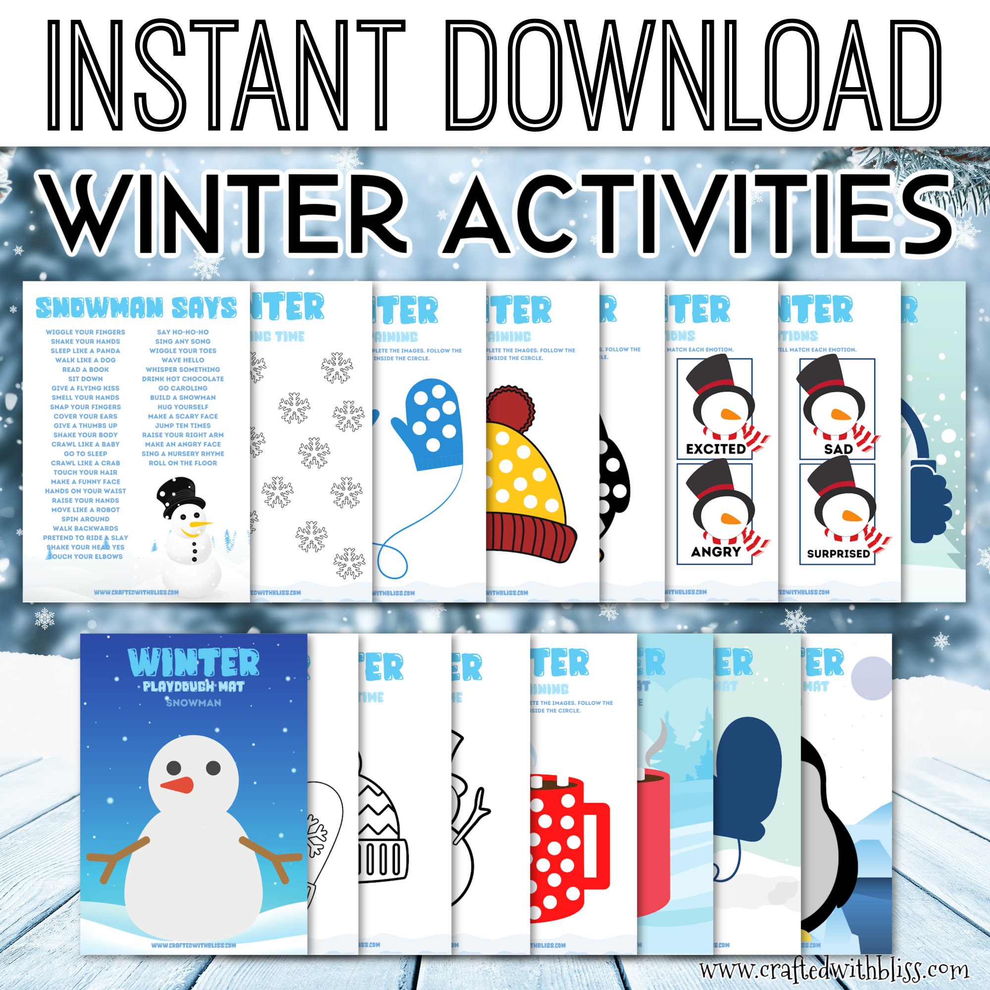 Winter Printables for Kids, Winter Party Games, Winter Bingo Games ...