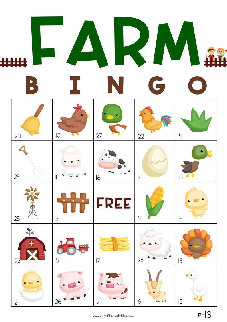 50 Farm Bingo Cards 5x5 Farm Theme Farm Bingo Game Farm - Etsy