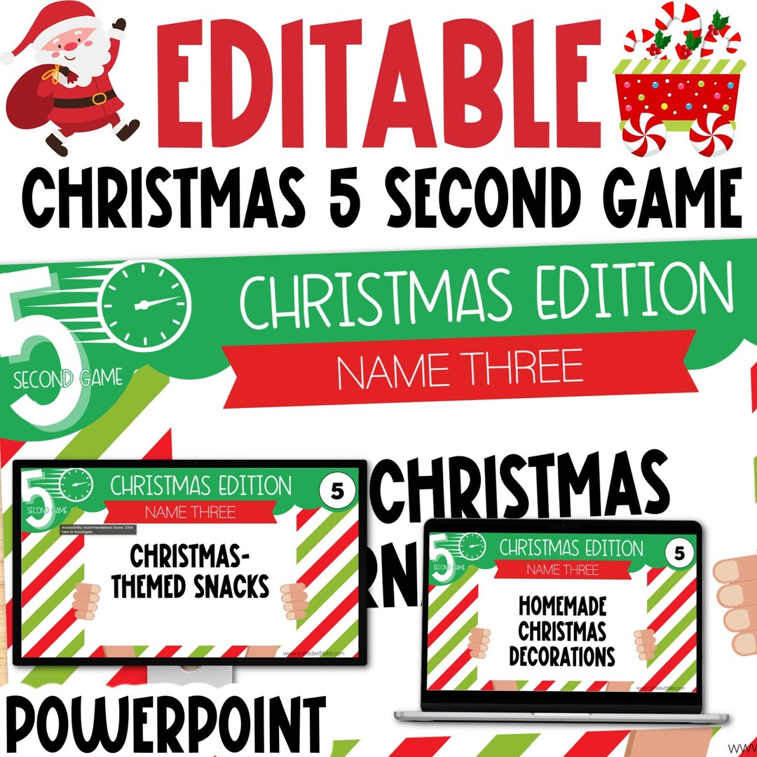 Custom Editable 100 Christmas 5 Second Game PPT Powerpoint - Etsy