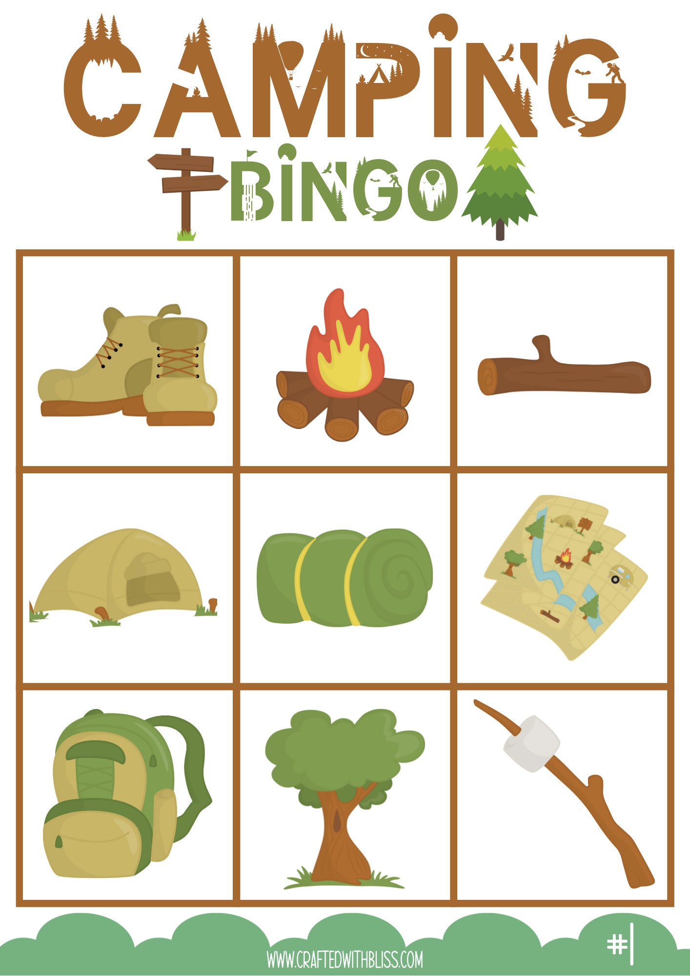 10 Camping BINGO for Preschool Kindergarten, Camping Games and ...