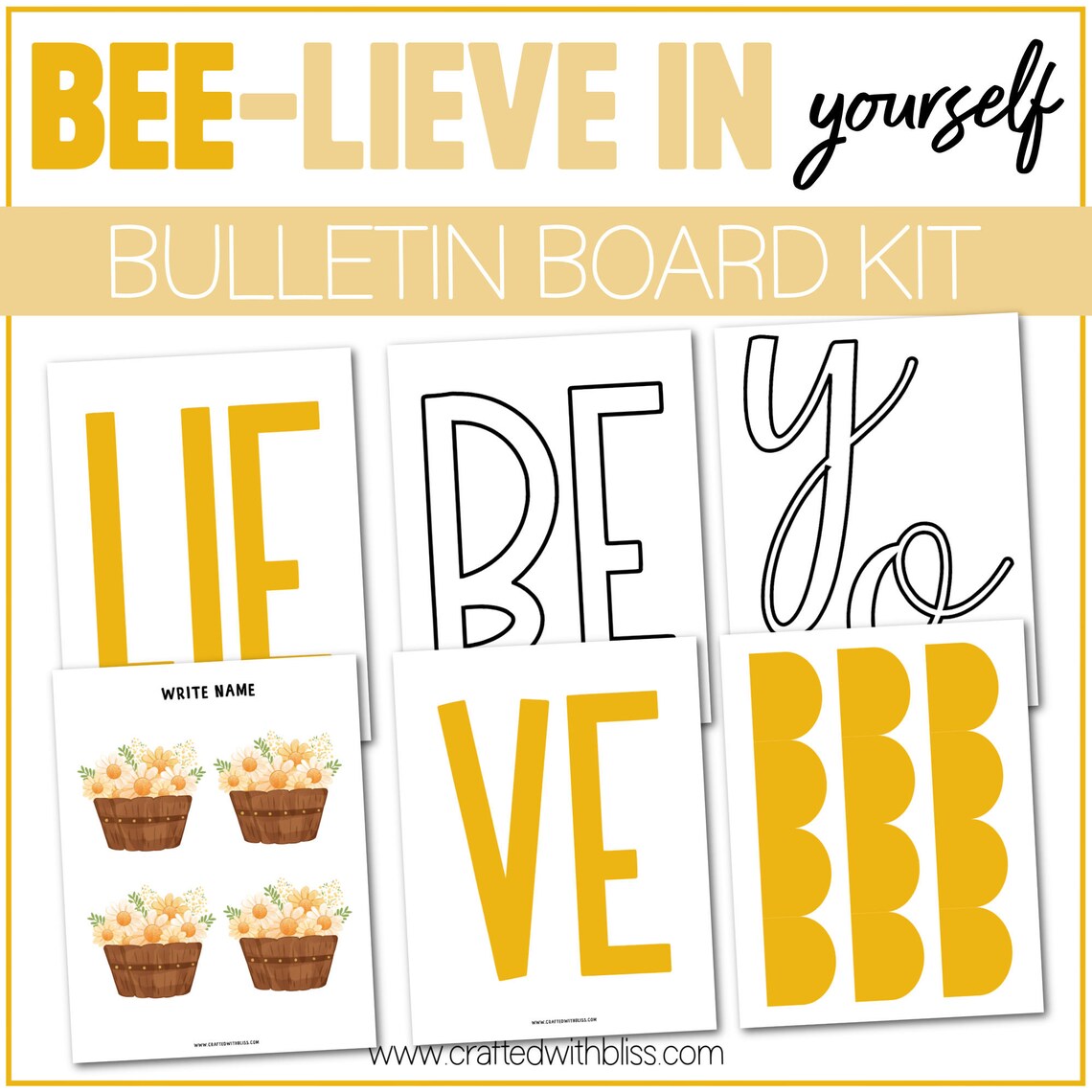 Beelieve in Yourself Bulletin Board Kit Door Classroom Decor Positivity ...
