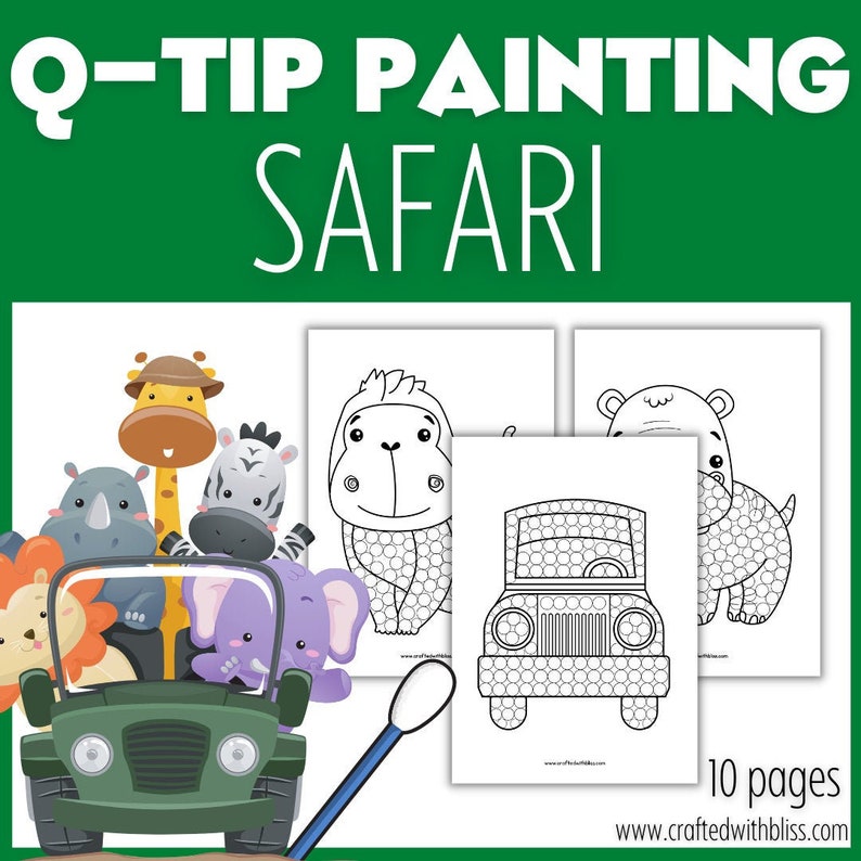Q-tip Painting Safari Fine Motor Activity Safari Unit Dot Painting ...
