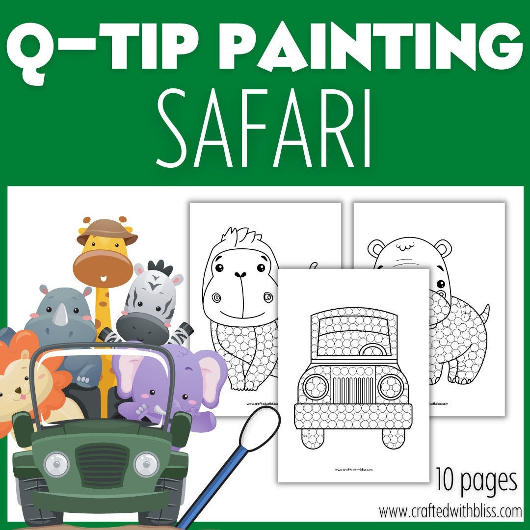 Q-tip Painting Safari Fine Motor Activity Safari Unit Dot Painting ...