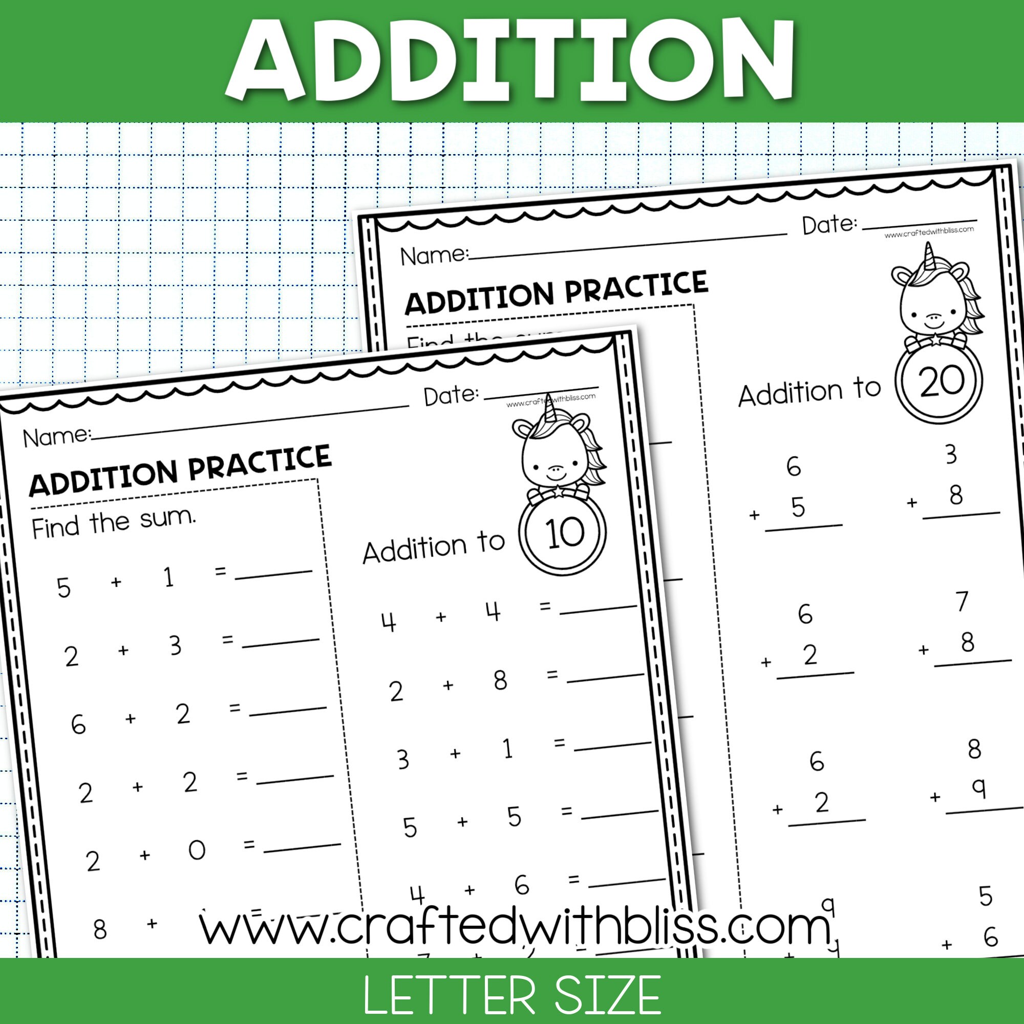 Math Addition Facts K-1 Practice Pages Homework Morning Work Math ...