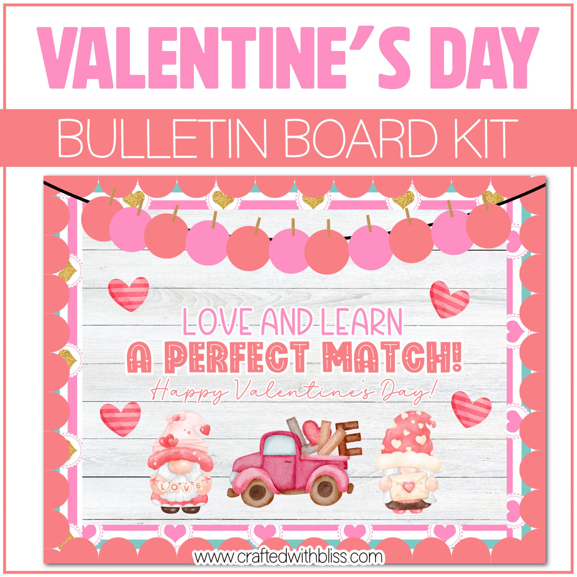Valentine's Day Bulletin Board Kit Door Classroom Decor February ...