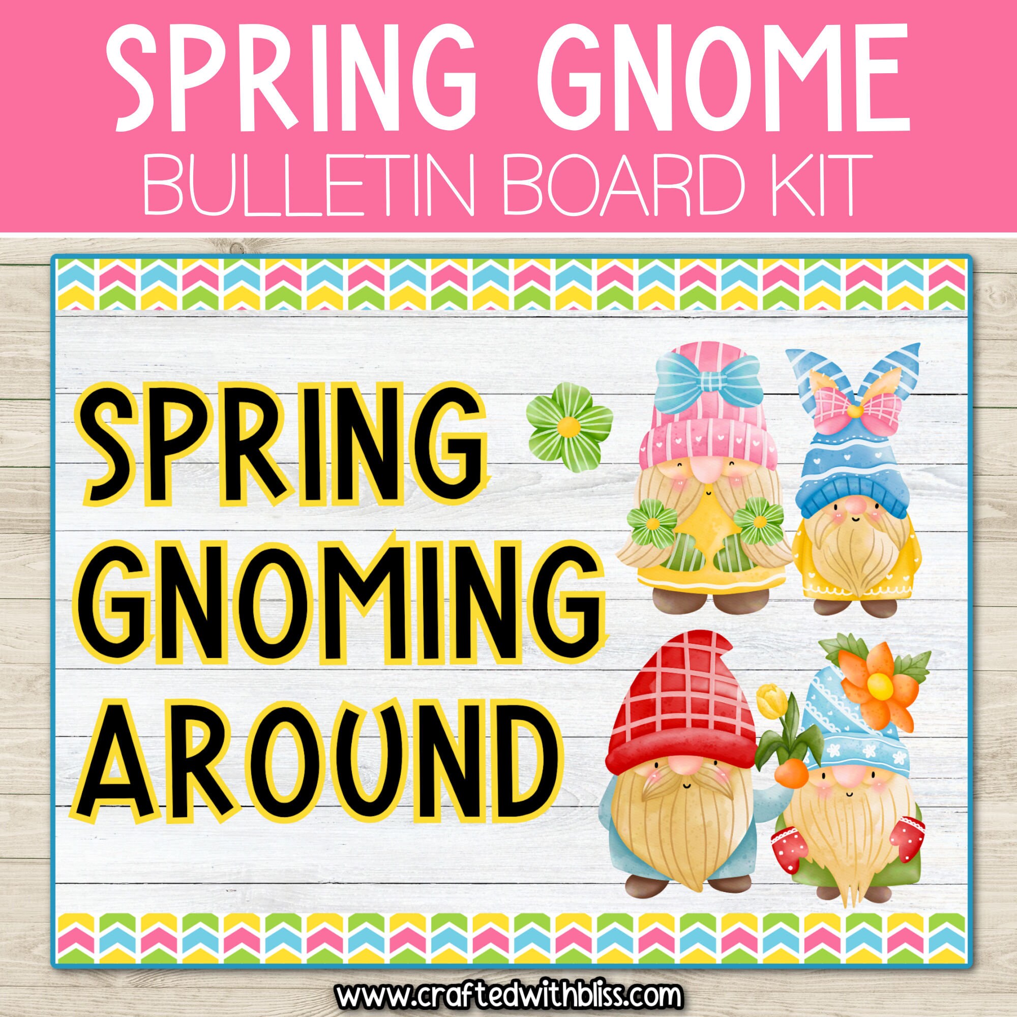 Hello Spring Gnomes Bulletin Board Kit Door Classroom Decor March April ...