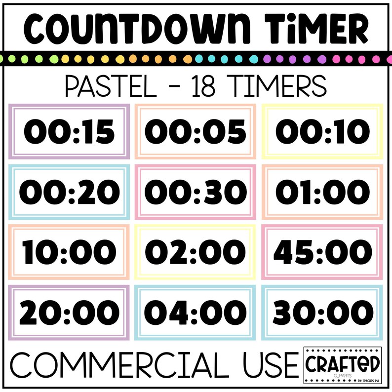 Simple Pastel Countdown Timer Classroom Management Tool Commercial Use ...