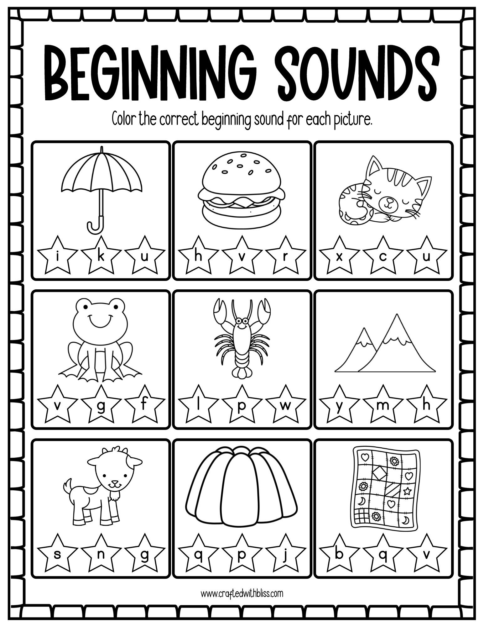 10 Pages Beginning Sounds Activities, Prek Letter Sounds Printable ...
