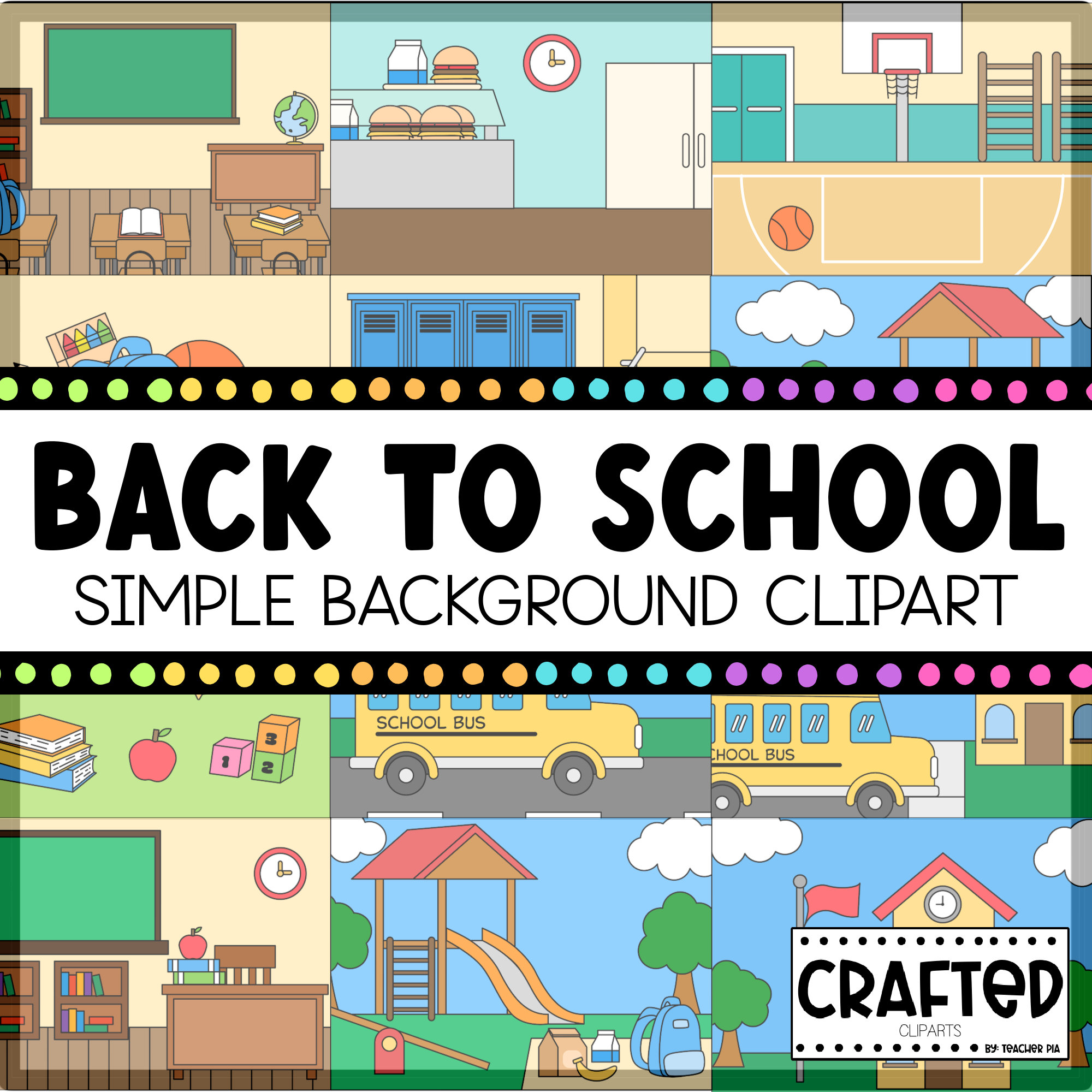 Simple Back to School Background Scene August Clipart Commercial Use ...