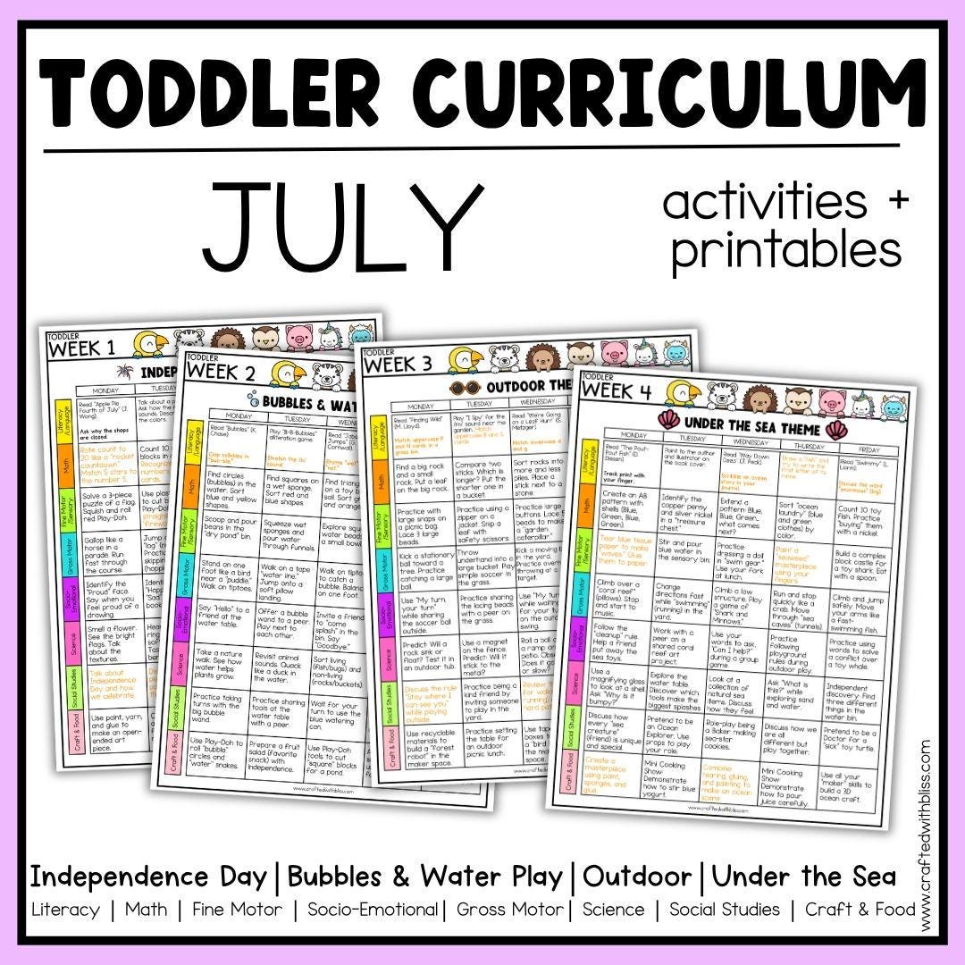 July Toddler Curriculum Activities and Printable Tot School Homeschool ...