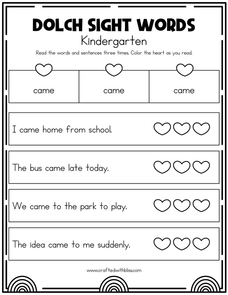 Kindergarten Dolch Sight Words Fluency Sentences Morning Work Center - Etsy