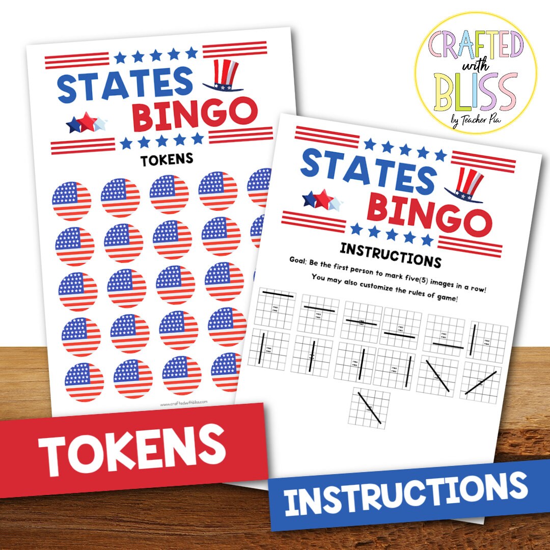 50 States Bingo Cards Classroom Game, Bingo Game, Party Game, Work ...