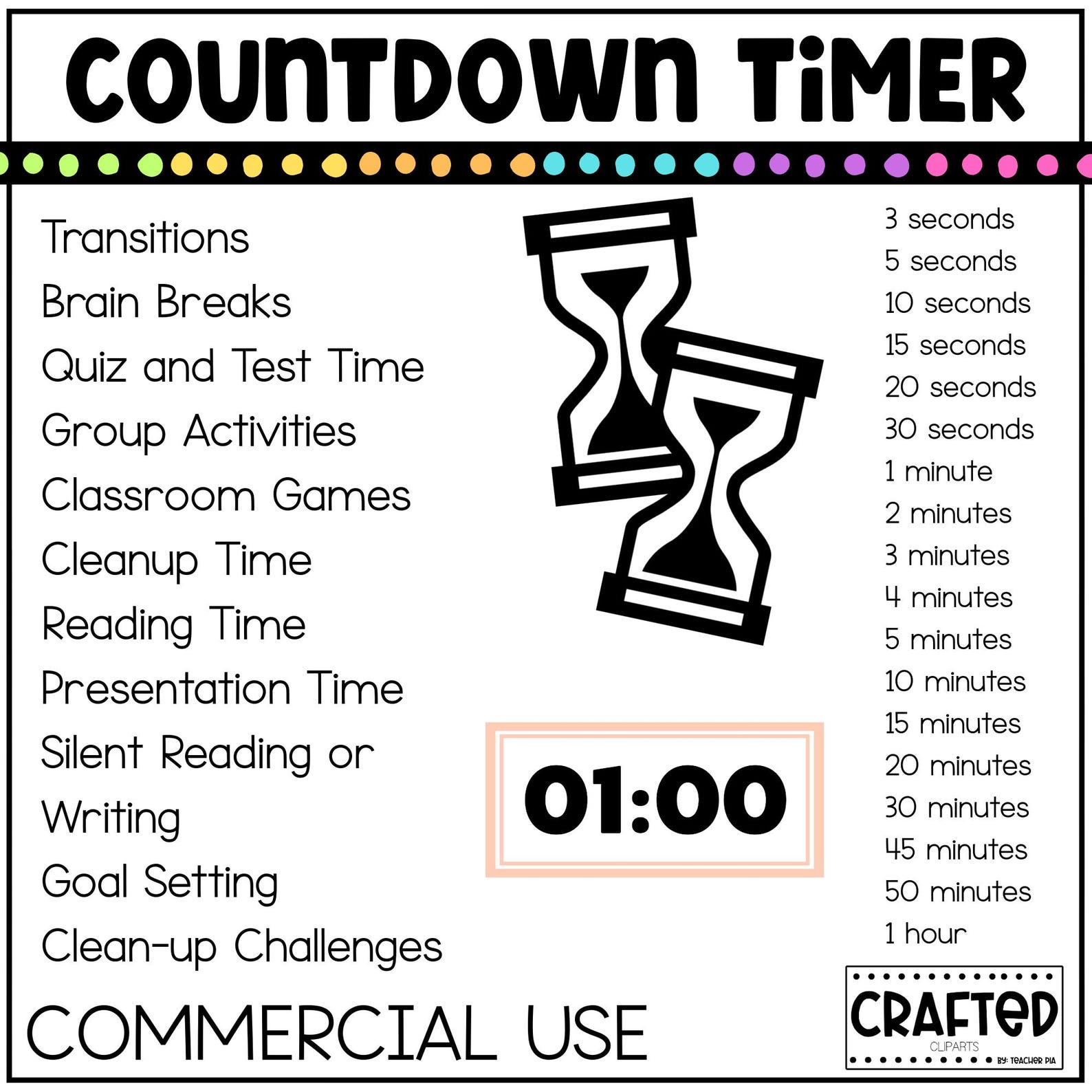 Simple Pastel Countdown Timer Classroom Management Tool Commercial Use ...