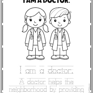 Community Helper Color and Trace Social Studies Kindergarten Community ...