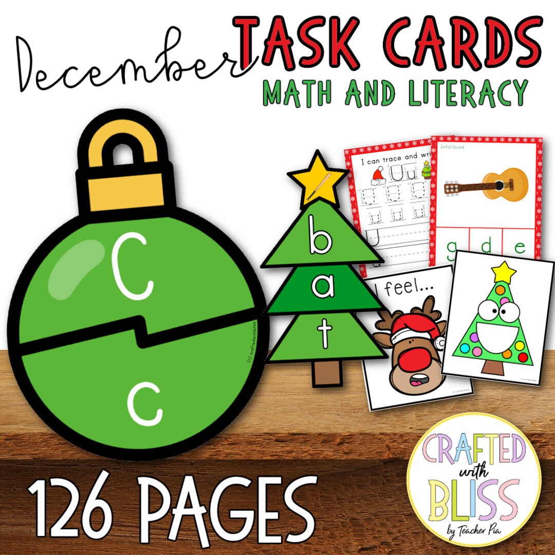 All Year Task Cards Math and Literacy Mega Bundle preschool - Etsy