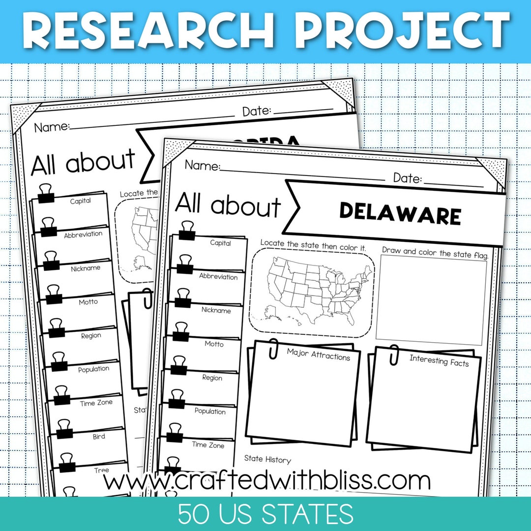 50 States Research Project Homeschool US States - Etsy