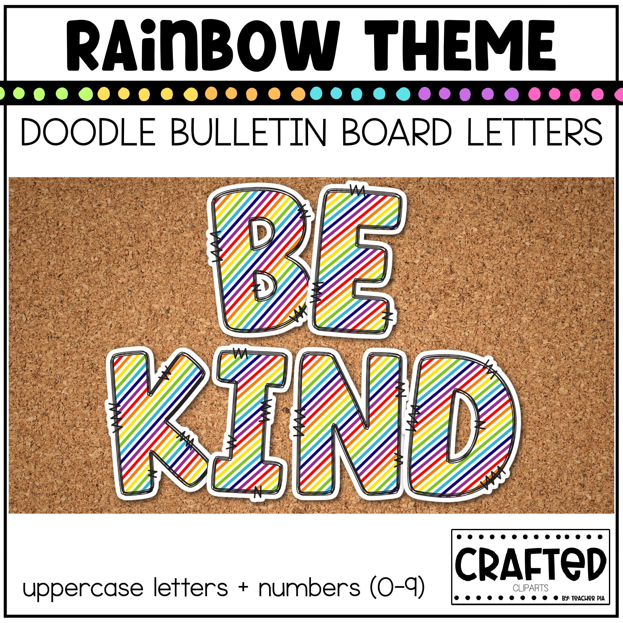 Rainbow Theme Doodle Bulletin Board Letters Door Classroom Decor - Etsy