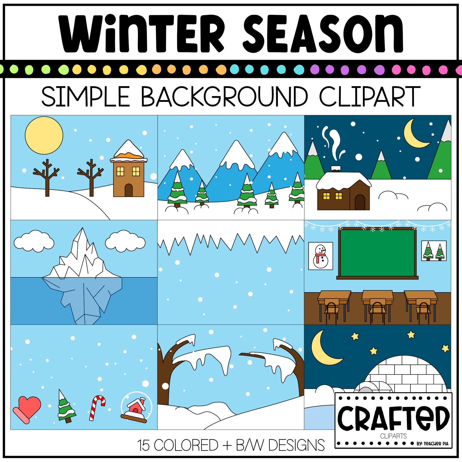 Simple Winter Background Scene Clipart Commercial Use - Etsy