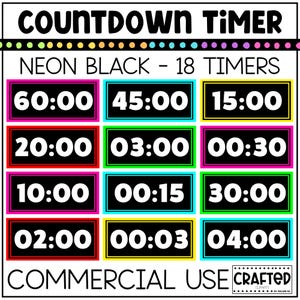 Simple Black Neon Countdown Timer Classroom Management Tool Commercial ...