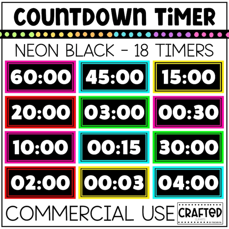 18 Black Neon Countdown Timer Classroom Management Tool Powerpoint ...