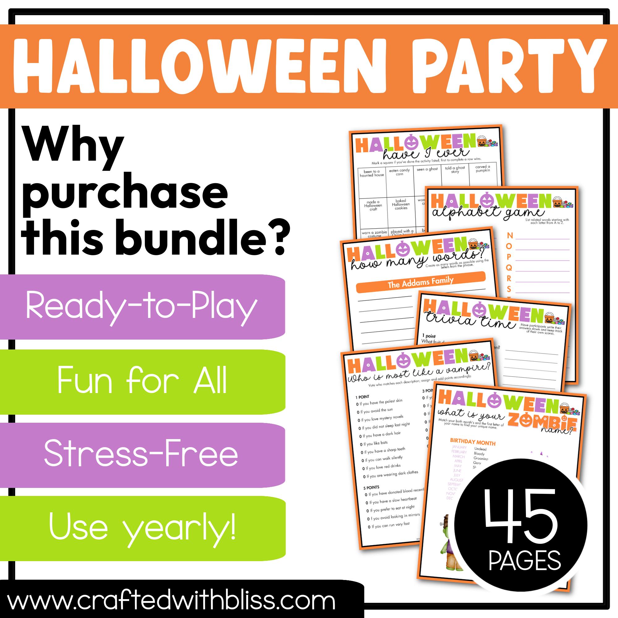 Halloween Party Game Printable Bundle - Etsy