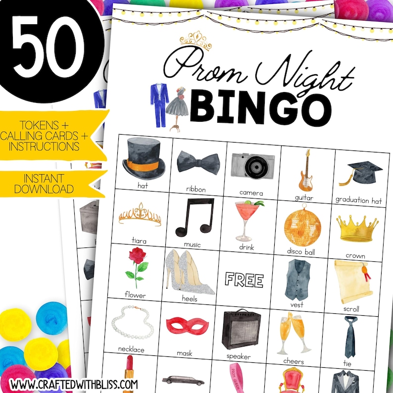 50 Prom Night Bingo Cards Classroom Game - Etsy