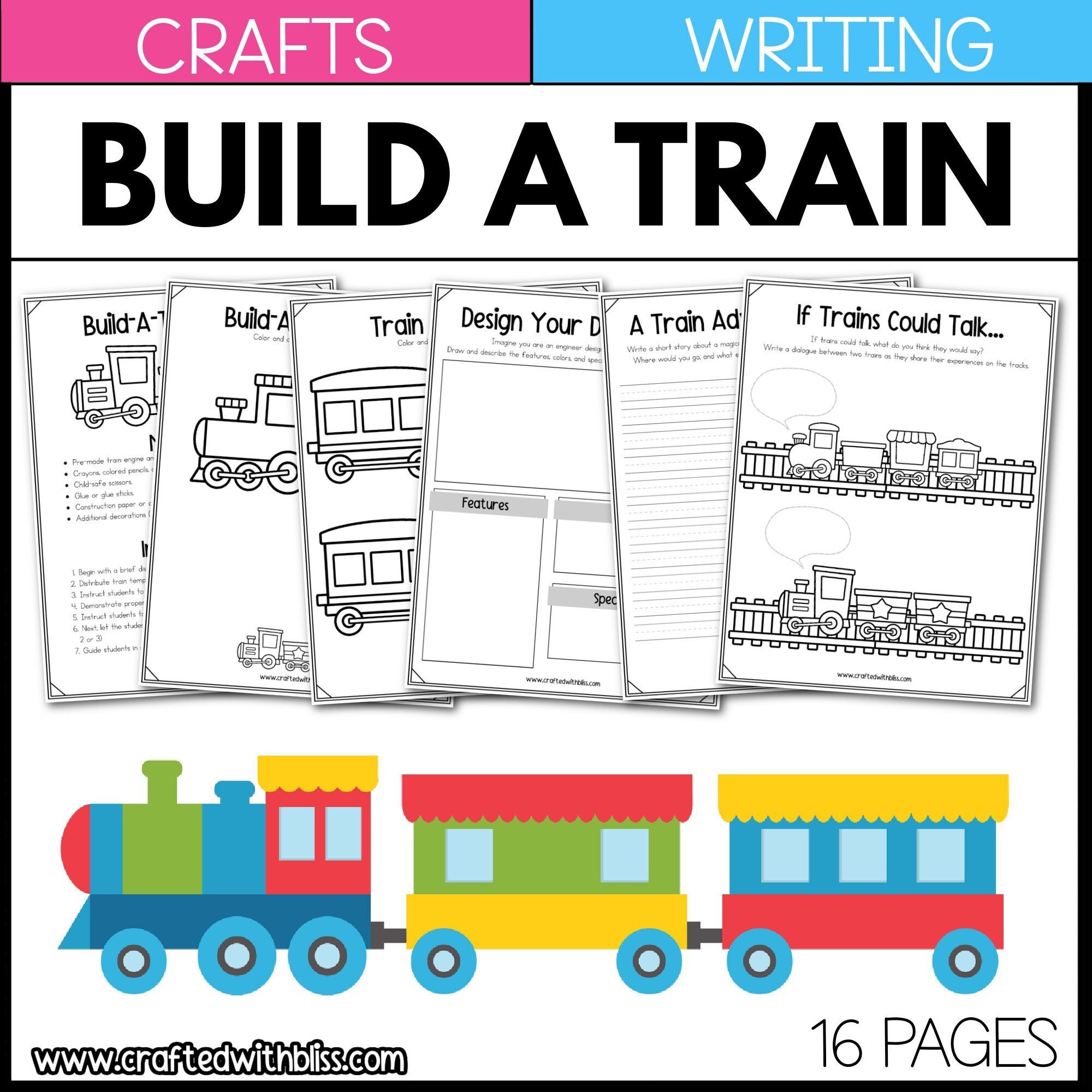 Build A Train Craft and Writing Prompt K-3 Center Morning Work - Etsy
