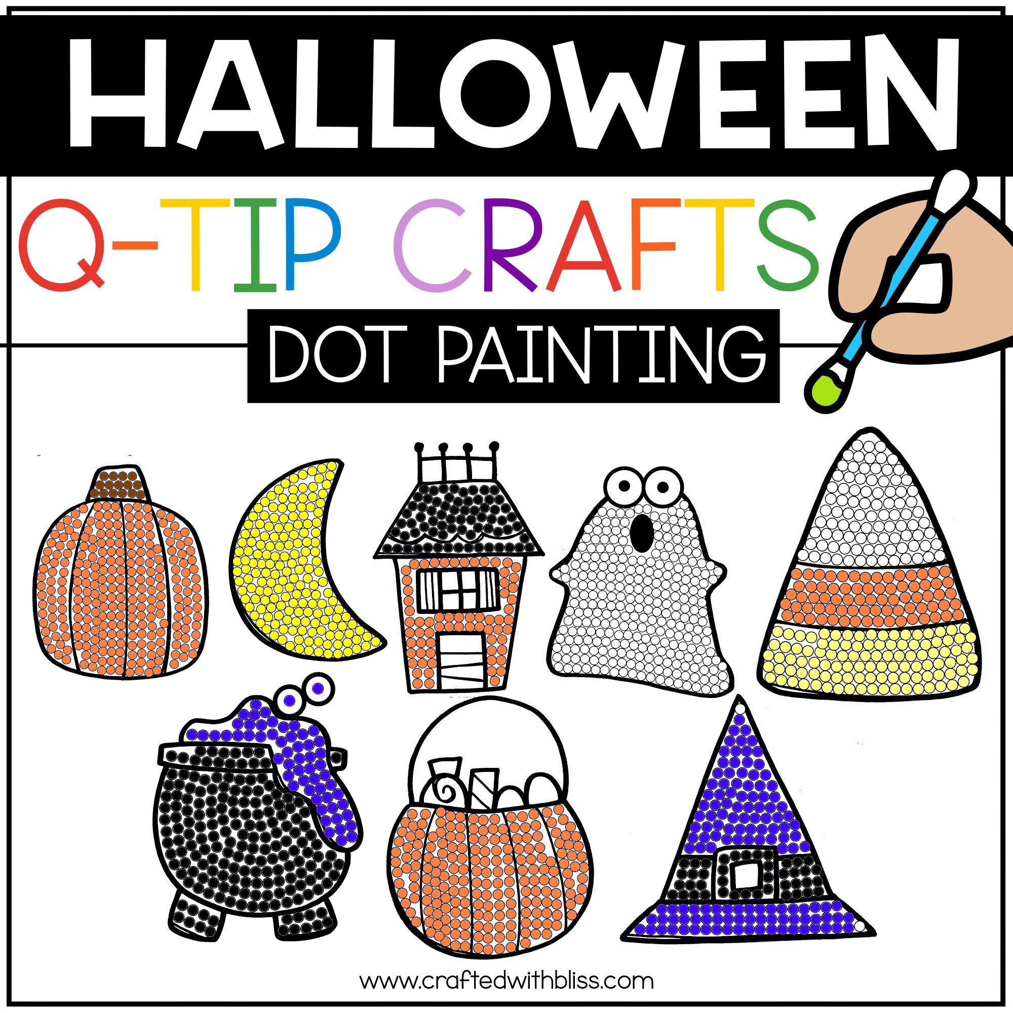Q-tip Painting Halloween Qtip Fine Motor Activity Halloween Craft Dot ...