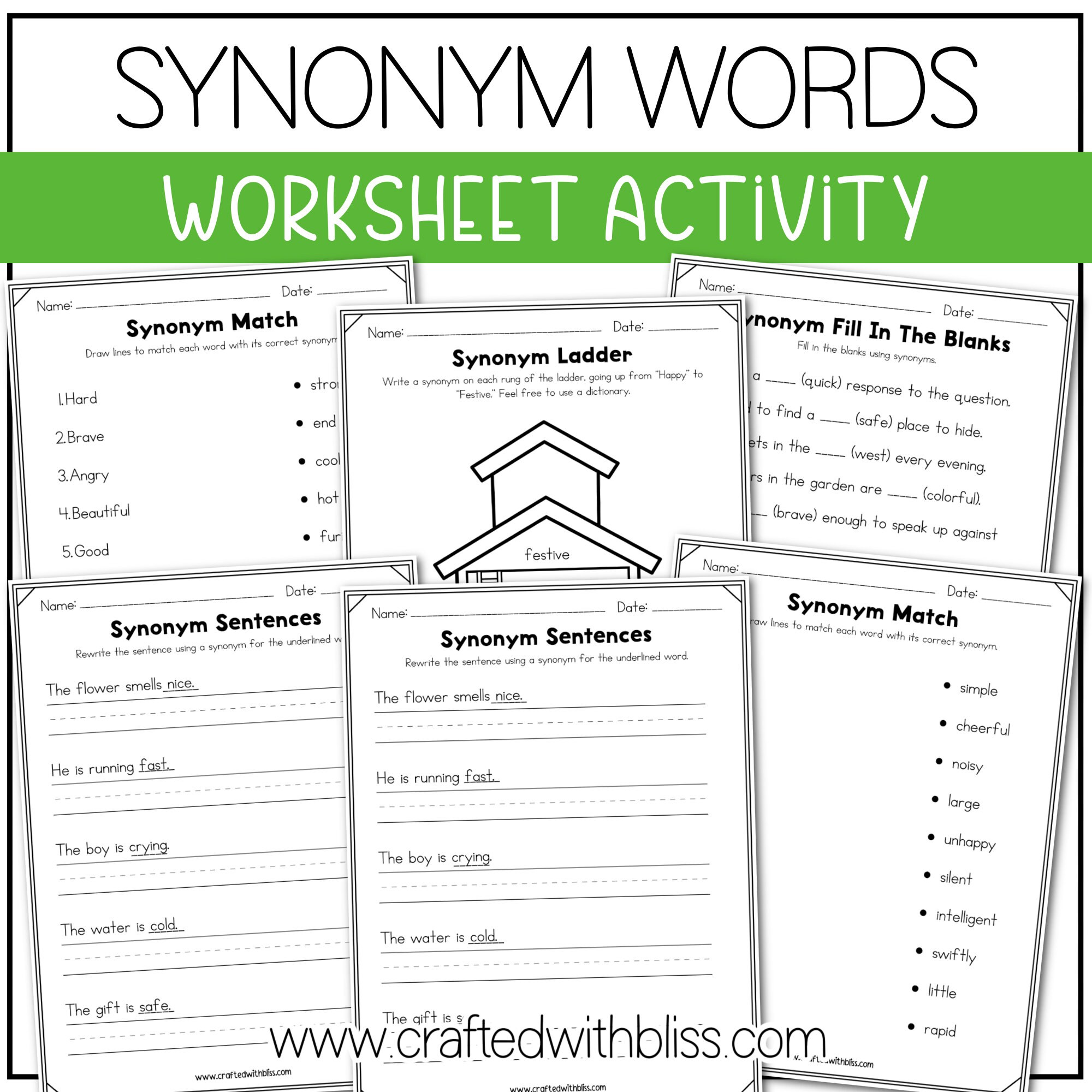 Synonym Words Activities ELA 1st & 2nd Grade Bundle - Etsy