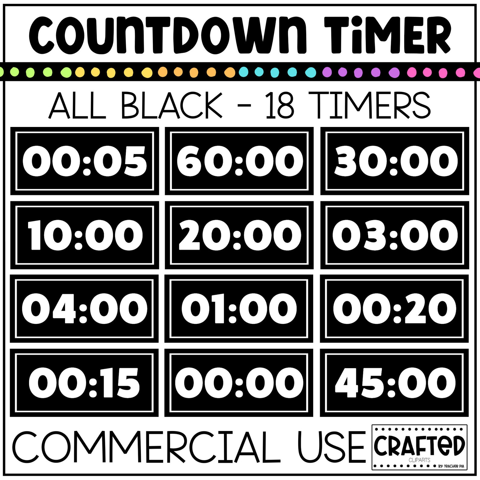 Simple All Black Countdown Timer Classroom Management Tool Commercial ...