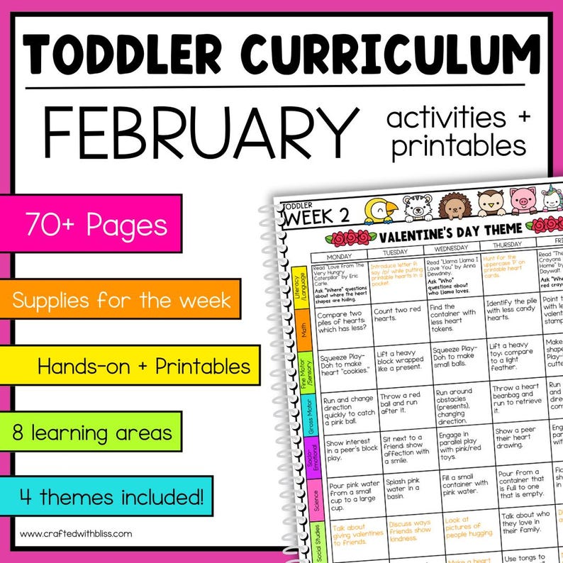 February Toddler Curriculum Activities and Printable 2-3 Yo Homeschool ...